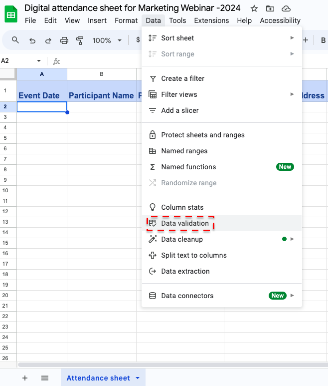 How to make a digital attendance sheet with Google Sheets for online training and webinars